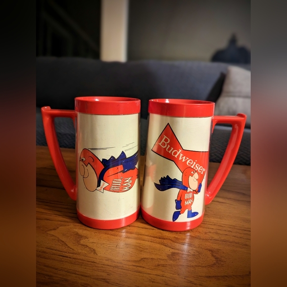Thermo-Serv | Other | Vintage 97s Budweiser Thermal Mugs The Bud Man ...